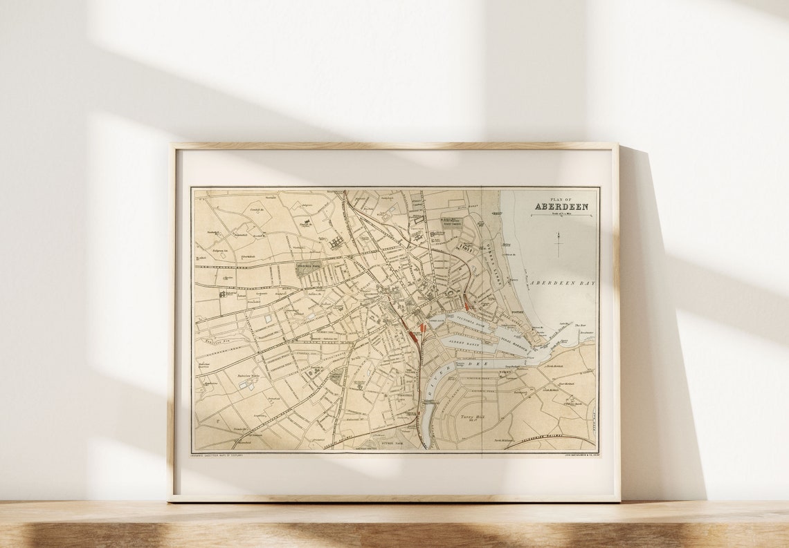 VINTAGE ABERDEEN MAP Historical Map Office Wall Art Map of - Etsy