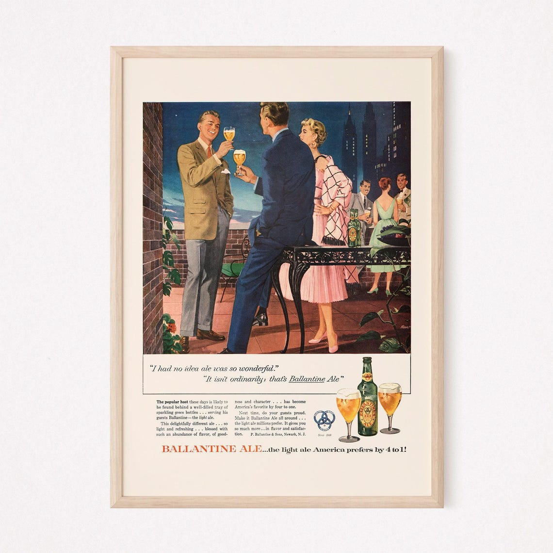 ROOFTOP PARTY POSTER, Retro Mid-century Ad, Vintage Bar Poster 1950s ...