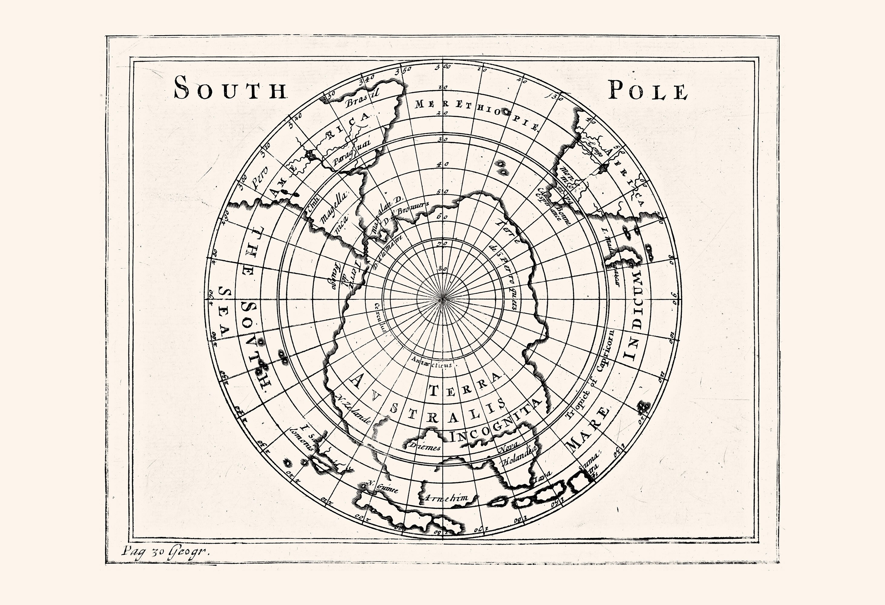 SOUTH POLE MAP, Minimalist Map, Map of the South Pole, Antarctica Map ...