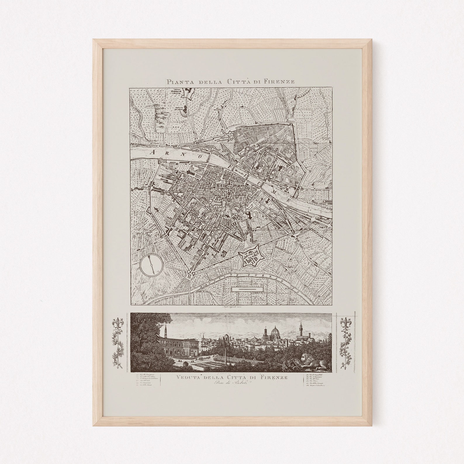 FLORENCE ITALY MAP Vintage Italy Map Print Firenze Retro - Etsy