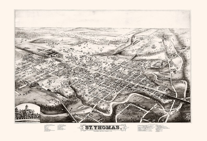 ST. THOMAS MAP Antique St Thomas Ontario Map Antique Map | Etsy
