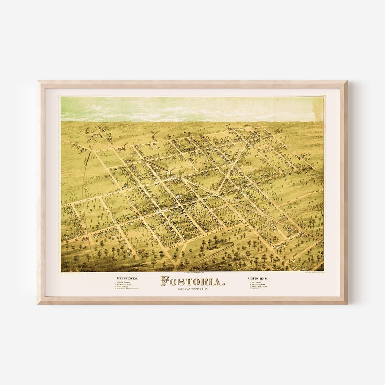 FOSTORIA MAP PRINT Antique Fostoria O.H. Map Antique Wall - Etsy