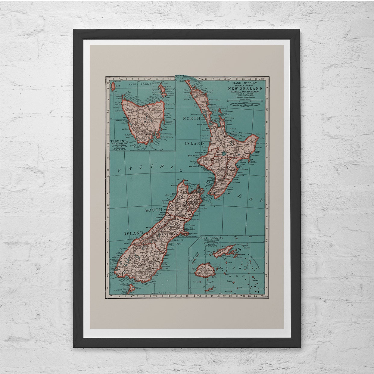 NEW ZEALAND MAP Vintage Map of New Zealand Old Map Print | Etsy