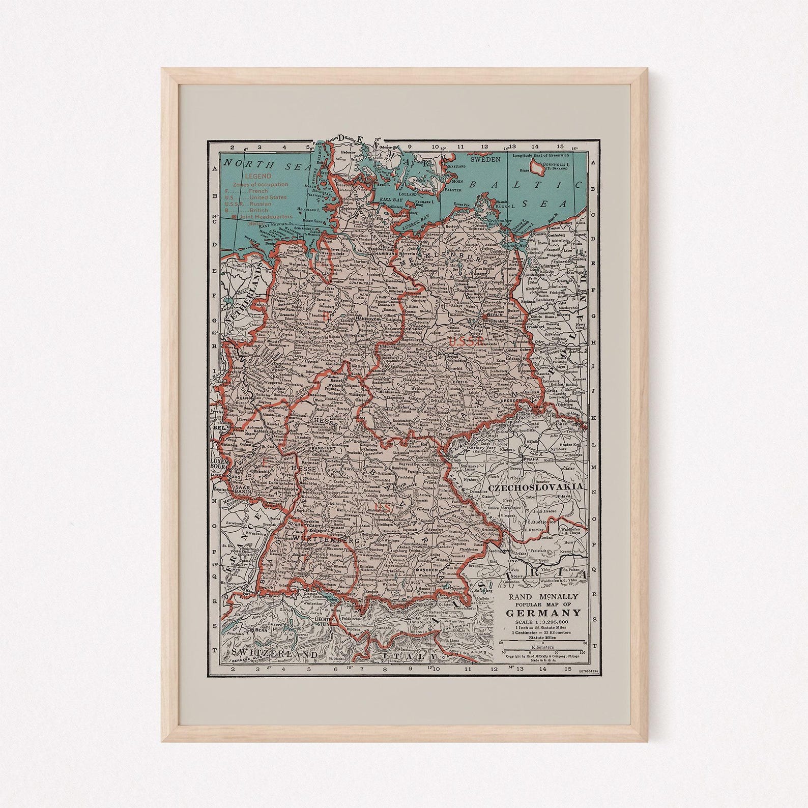 VINTAGE GERMANY MAP, Vintage Map of Germany Wall Art, Vintage Map ...