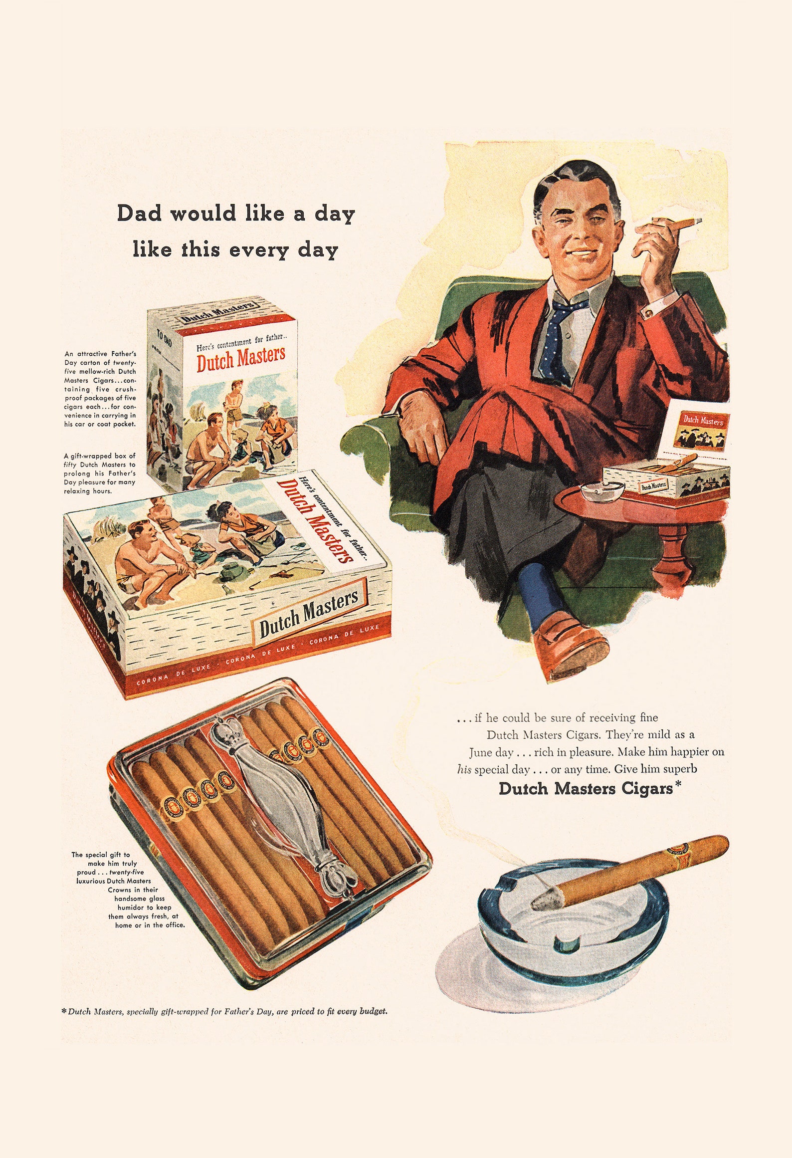 VINTAGE CIGAR AD Retro Cigar Advertisement Mid-century Ad - Etsy
