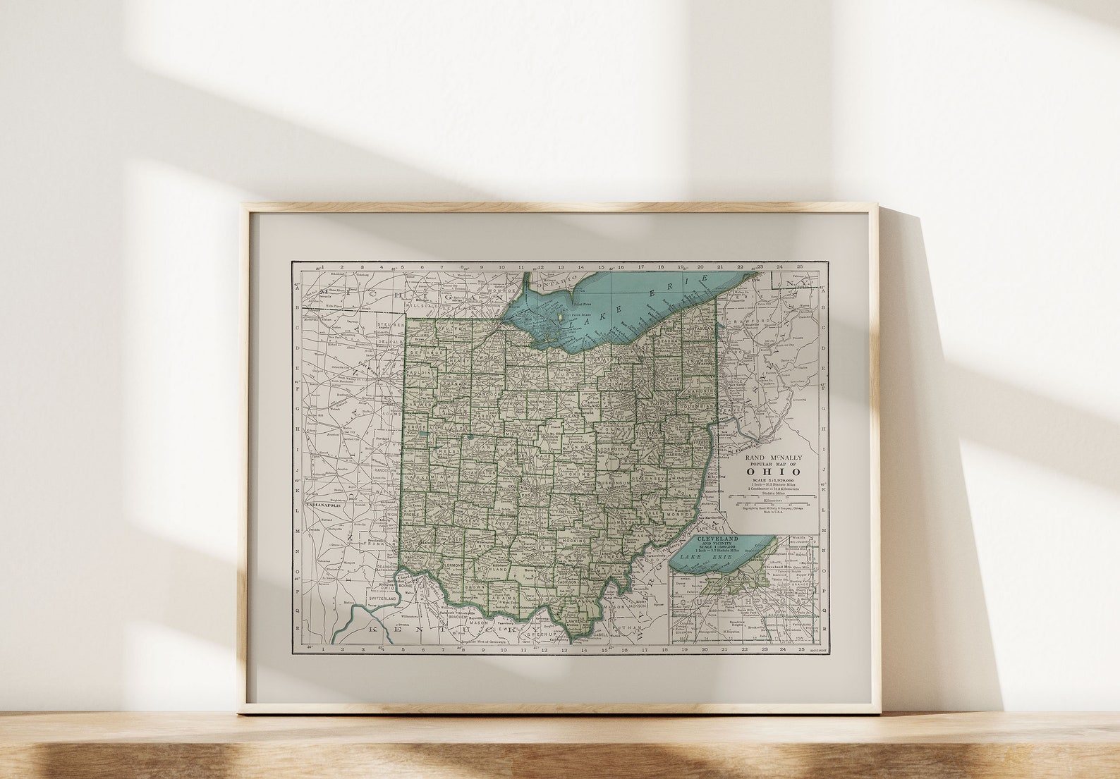 OHIO MAP PRINT Vintage Map of Ohio State U.S.A. American - Etsy