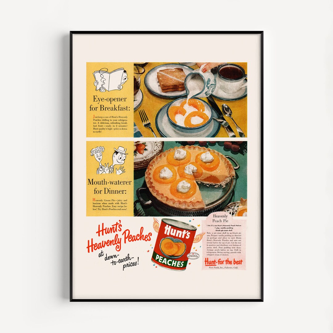 VINTAGE PEACHES PRINT, Fruit Poster, Peaches Poster, Canned Peaches ...