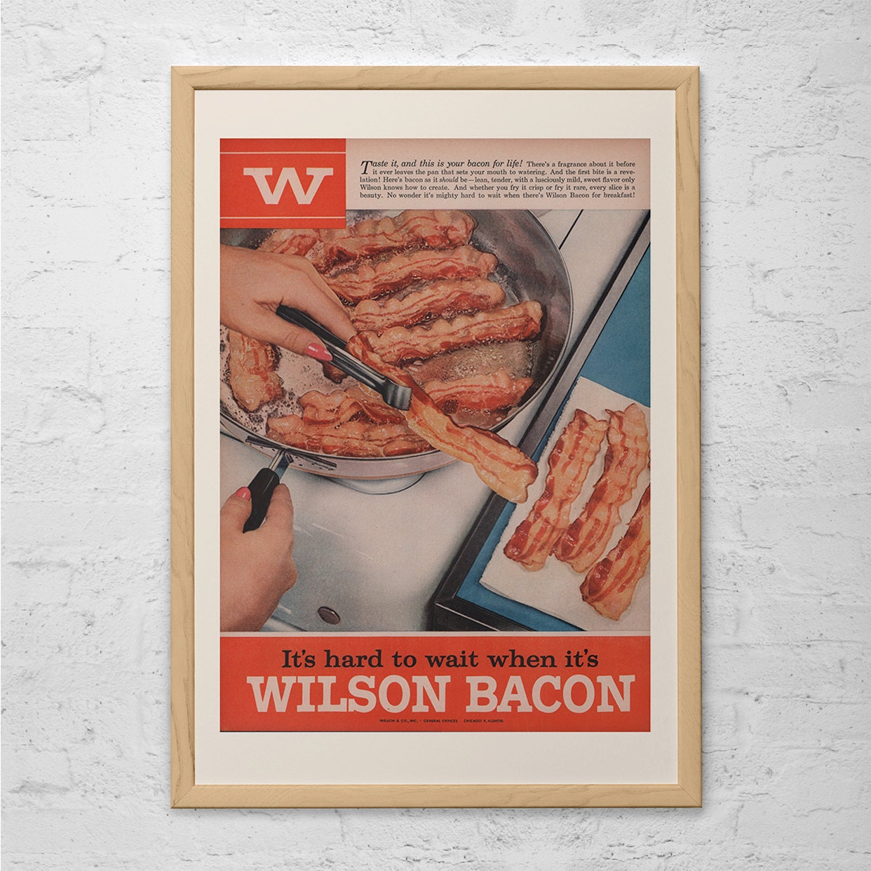 VINTAGE BACON AD Retro Mid-Century Ad Bacon Retro Poster | Etsy