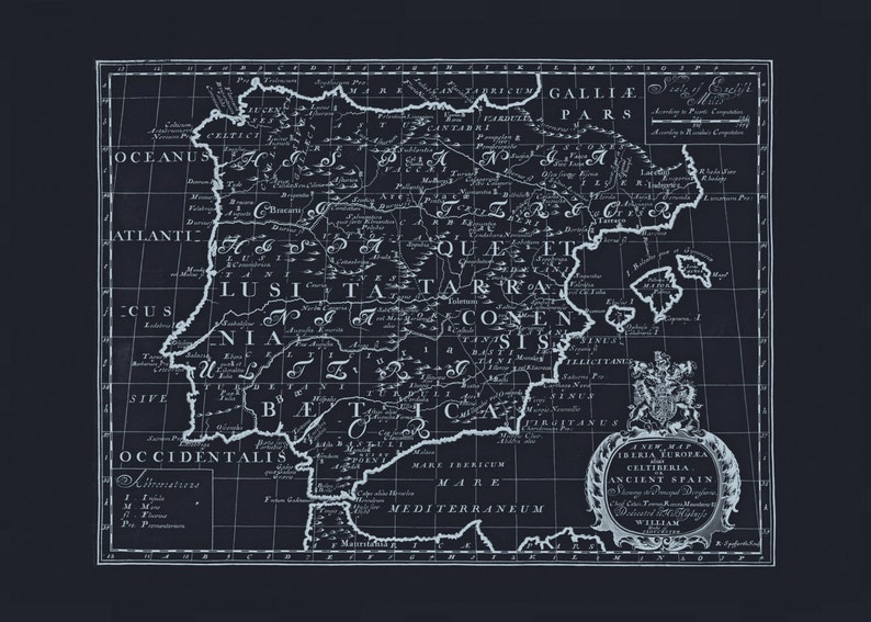 RETRO SPAIN MAP Old Map of Spain Office Wall Art | Etsy