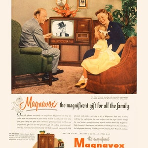 RETRO TELEVISION AD, Retro Living Room Wall Art, Mid-century Poster Old ...