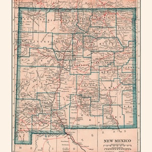 Old NEW MEXICO MAP, Geography Classroom Poster, Travel Gift Idea ...