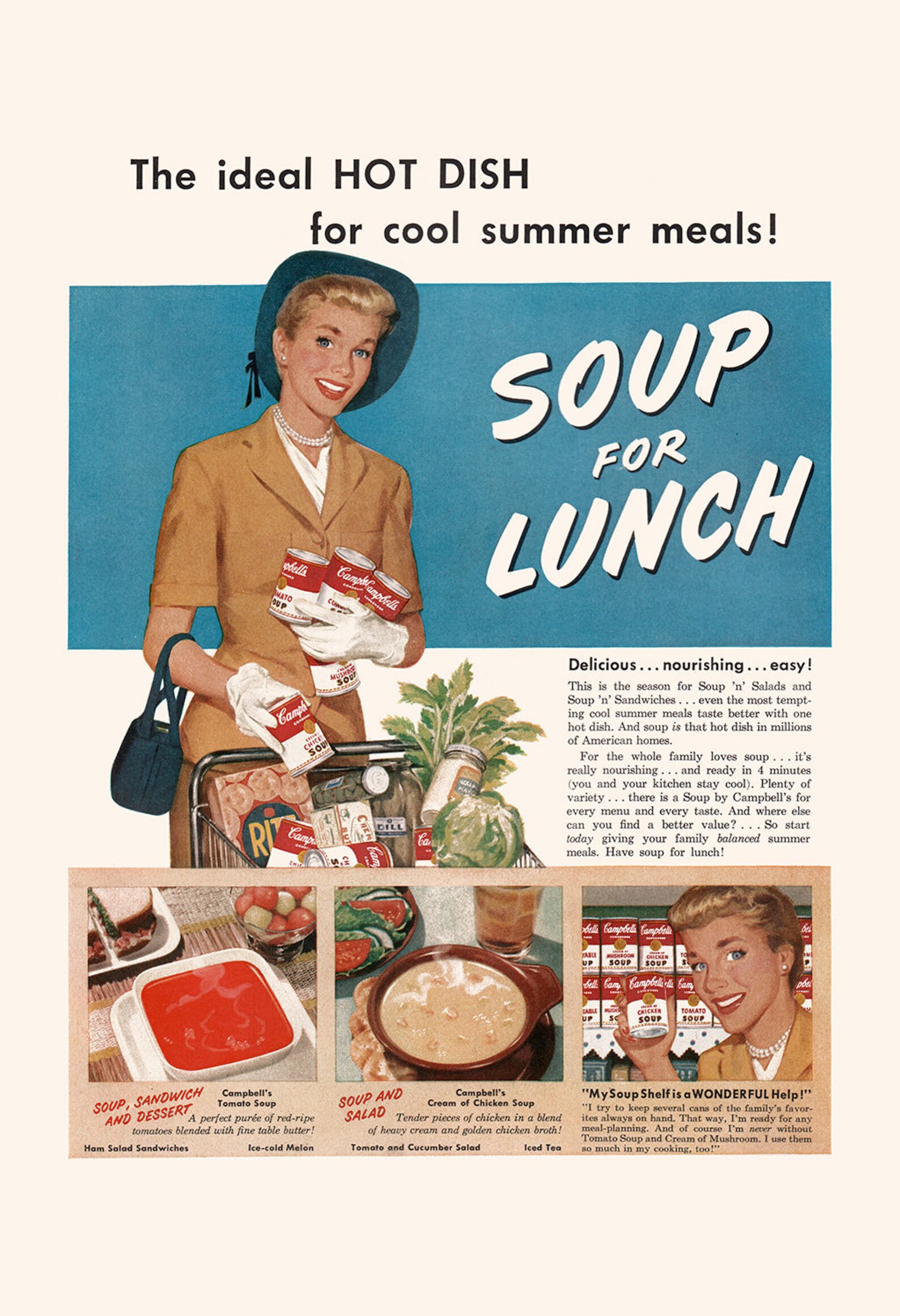 SOUP IN SUMMER Ad Vintage Kitchen Poster Canned Soup | Etsy
