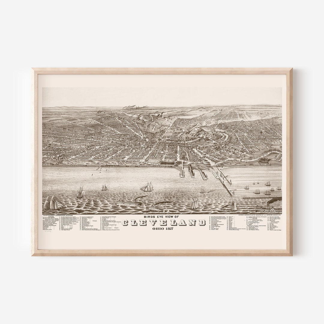 ANTIQUE CLEVELAND MAP, Vintage Map of Cleveland Ohio, Old Map Print ...