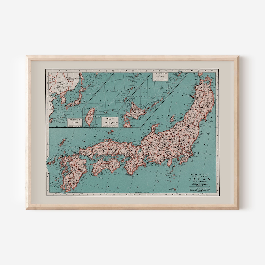 JAPAN MAP PRINT, Vintage Map of Japan, Old Map Print, Vintage Wall Art ...
