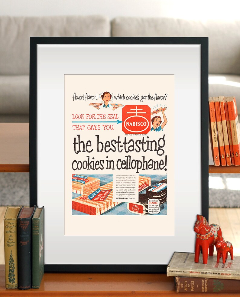RETRO COOKIE AD Vintage Waffle Cookies Ad Kitsch Poster | Etsy