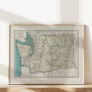 WASHINGTON STATE MAP, Vintage Map of Washington State, Antique Map ...