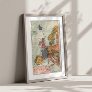 Old WESTERN EUROPE MAP, Vintage Map of Western Europe, Retro Travel ...