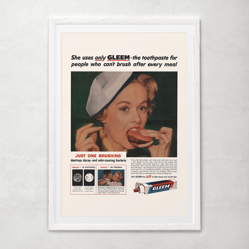 KITSCH TOOTHPASTE POSTER 1950's Toothpaste Print Retro | Etsy