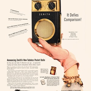 RETRO PORTABLE RADIO Ad, Vintage Radio Ad, Mid-century Poster Space Age ...