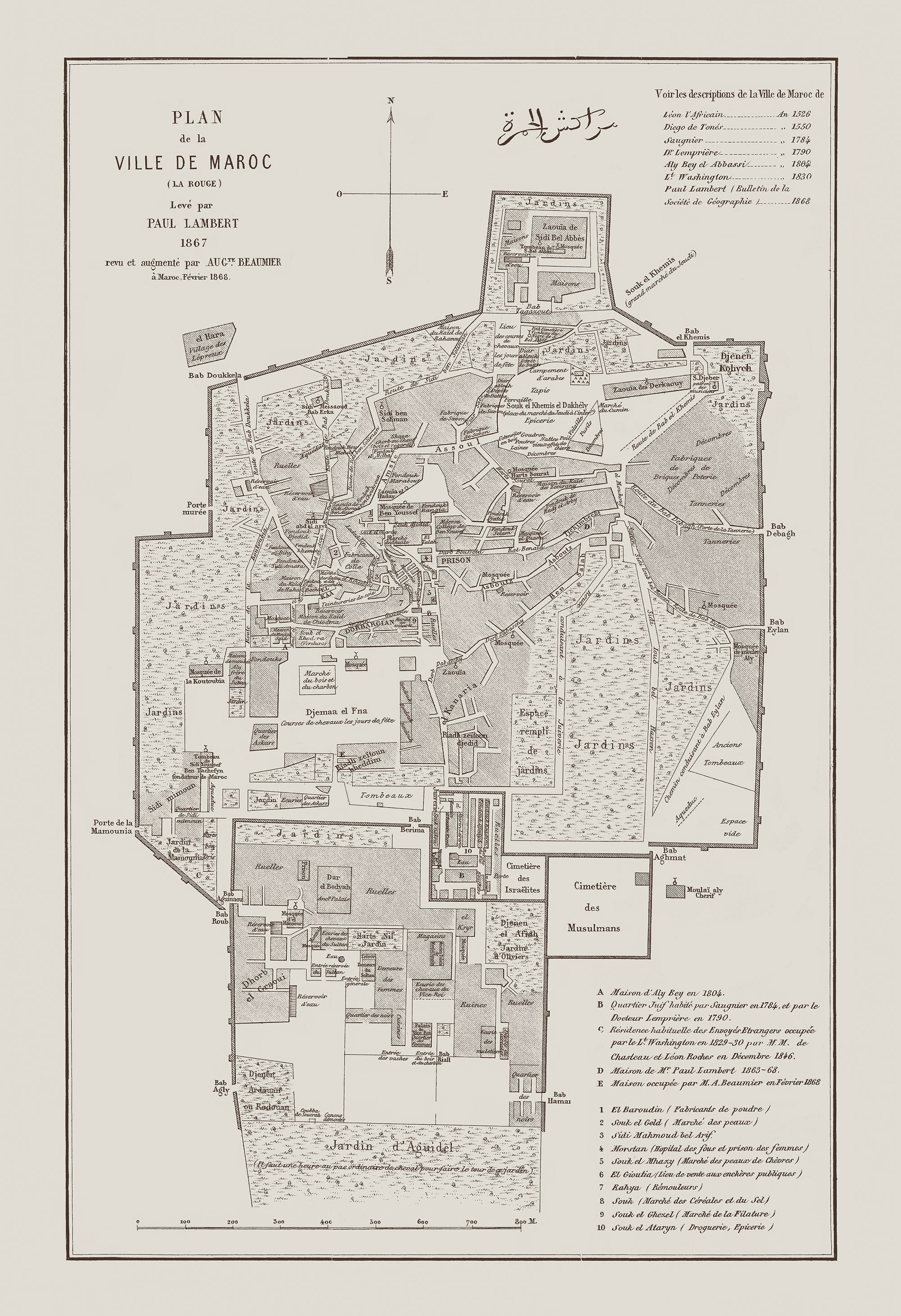VINTAGE MARRAKESH MAP, Antique Map of Marrakech, Morocco Map ...