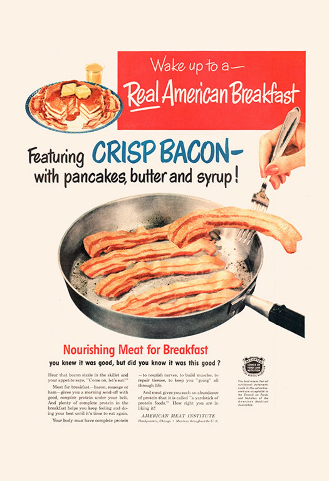 VINTAGE BACON AD Retro Mid-century Ad Vintage Kitchen | Etsy