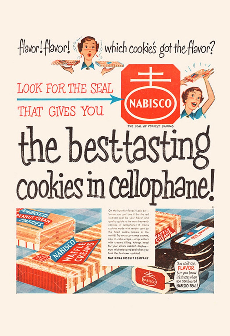 RETRO COOKIE AD Vintage Waffle Cookies Ad Kitsch Poster | Etsy