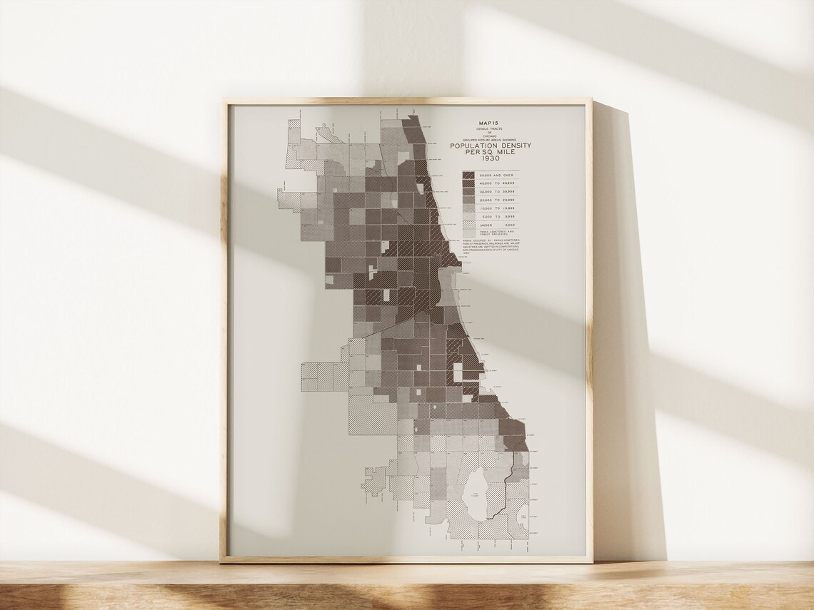 CHICAGO POPULATION MAP, Vintage Map of Chicago, Antique Chicago Map ...