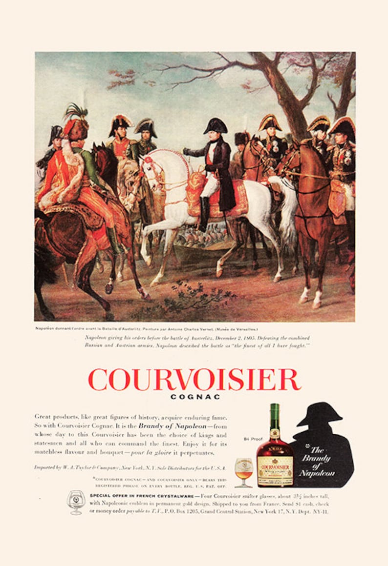 VINTAGE FRENCH COGNAC Ad Napoleon Poster Retro Mid-Century | Etsy