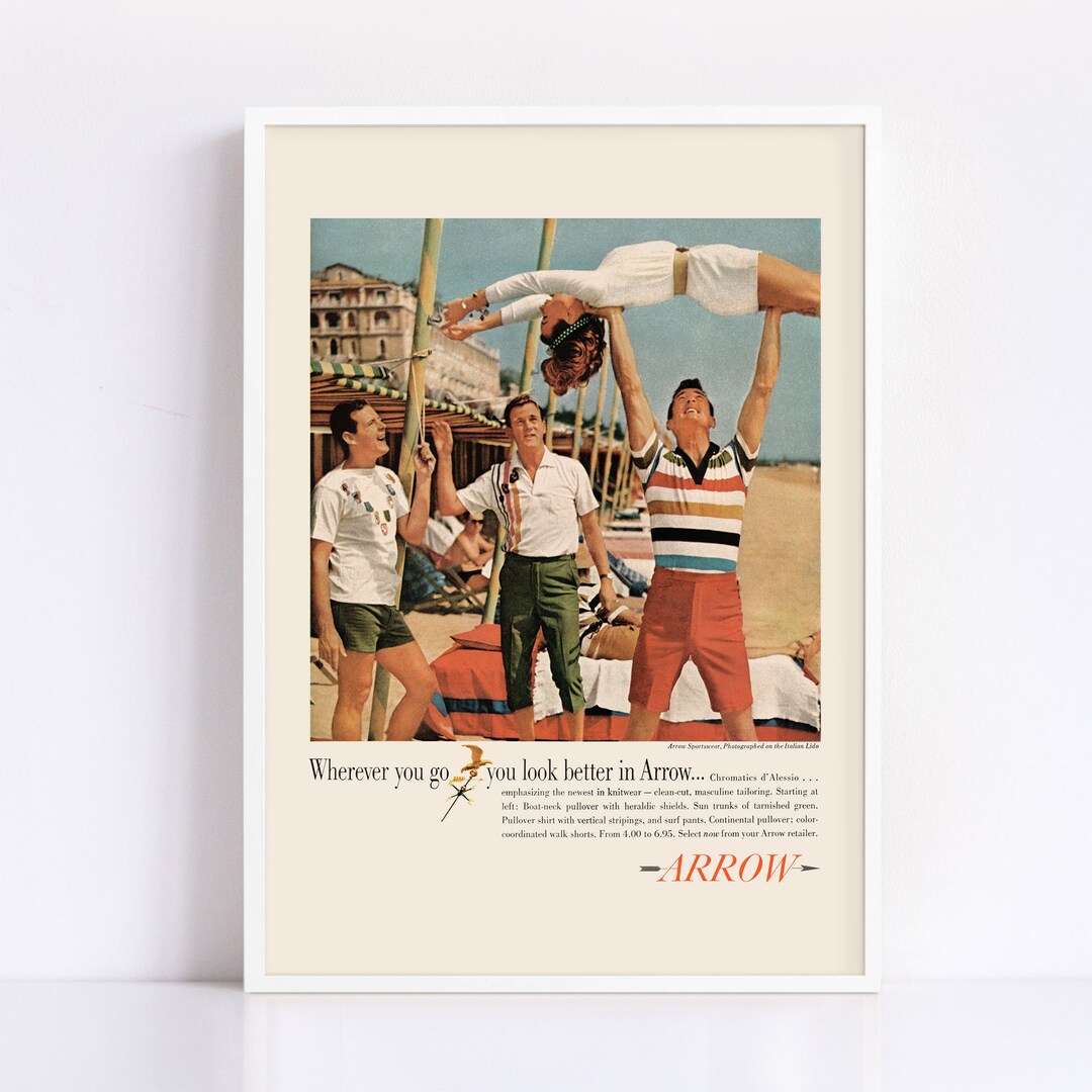 VINTAGE FASHION AD, Mid Century Summer Fashion Art, Retro Kitsch ...