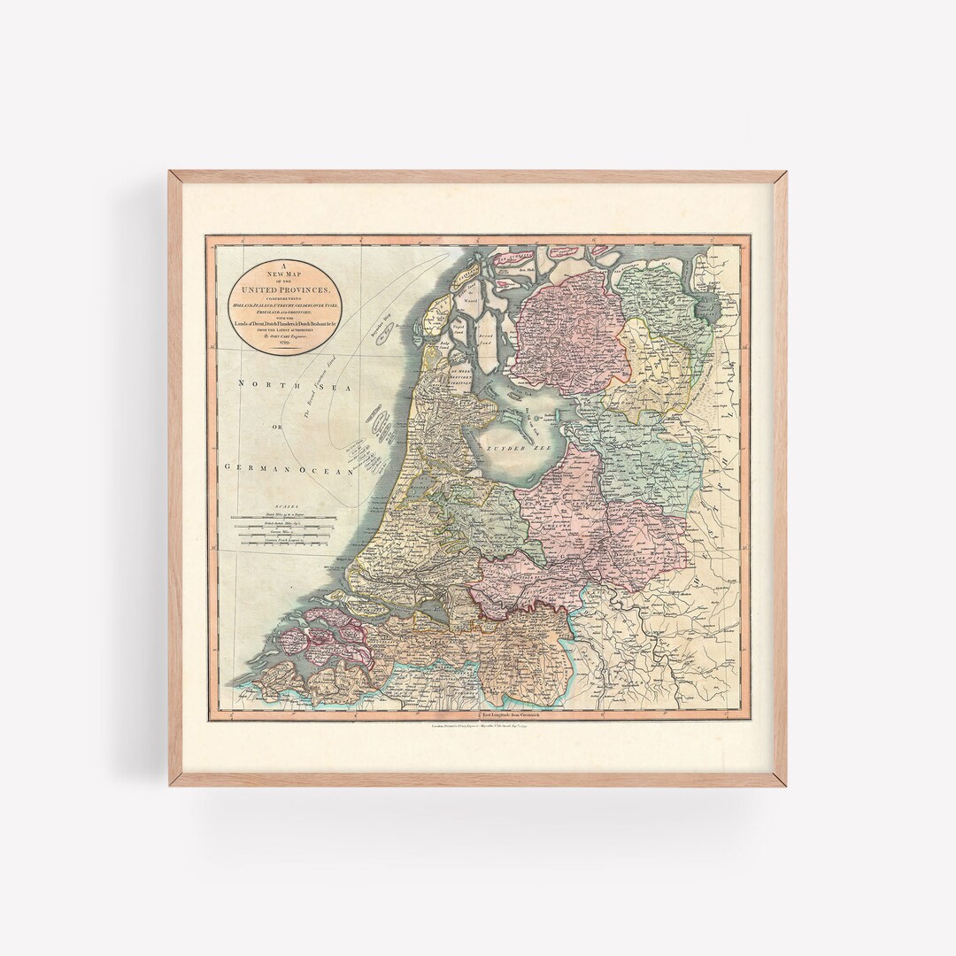 VINTAGE NETHERLANDS MAP Print, Antique Wall Art, Vintage Map of Holland ...