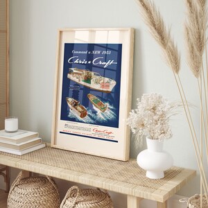 MOTOR BOATS POSTER, Vintage Ad Print, 1950s Boat Ad, Classic Nautical ...