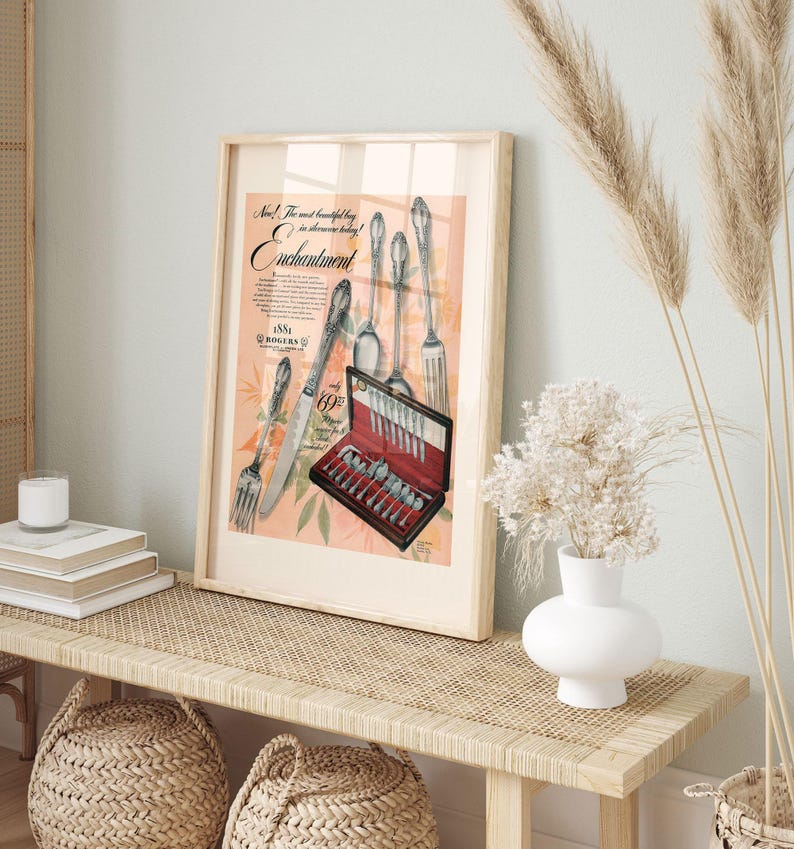 VINTAGE CUTLERY AD, Classic Ad Print, 1950s Silverware Poster, Classic ...