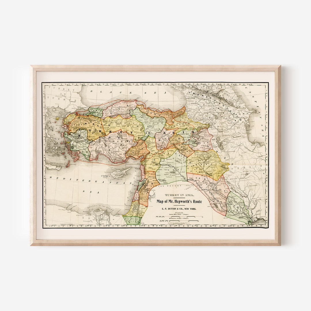 VINTAGE MAP of TURKEY, Historical Map of Turkey, Office Wall Art ...