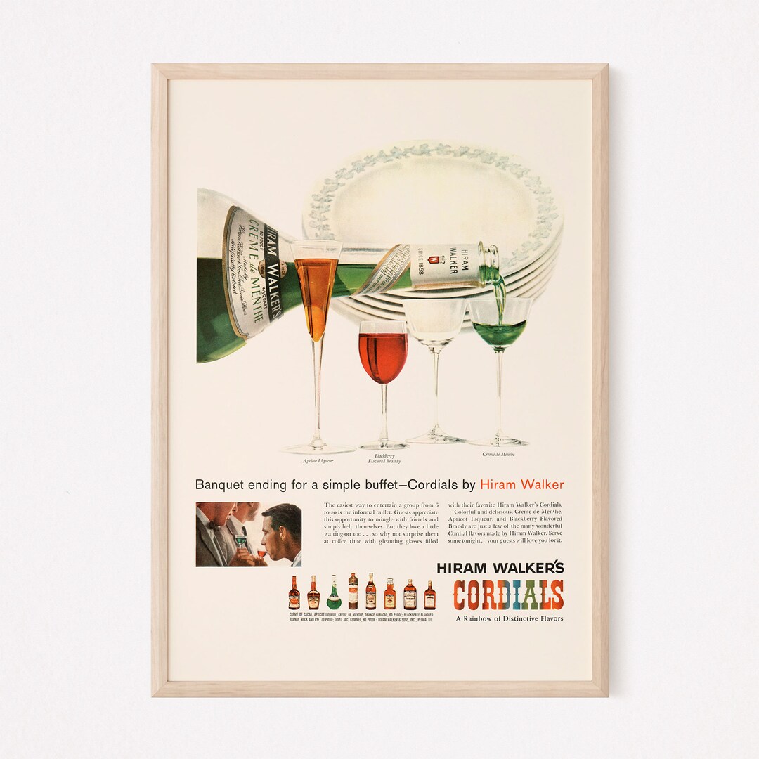 RETRO CORDIALS AD, Retro Mid-century Ad, Vintage Bar Poster, 1950s ...
