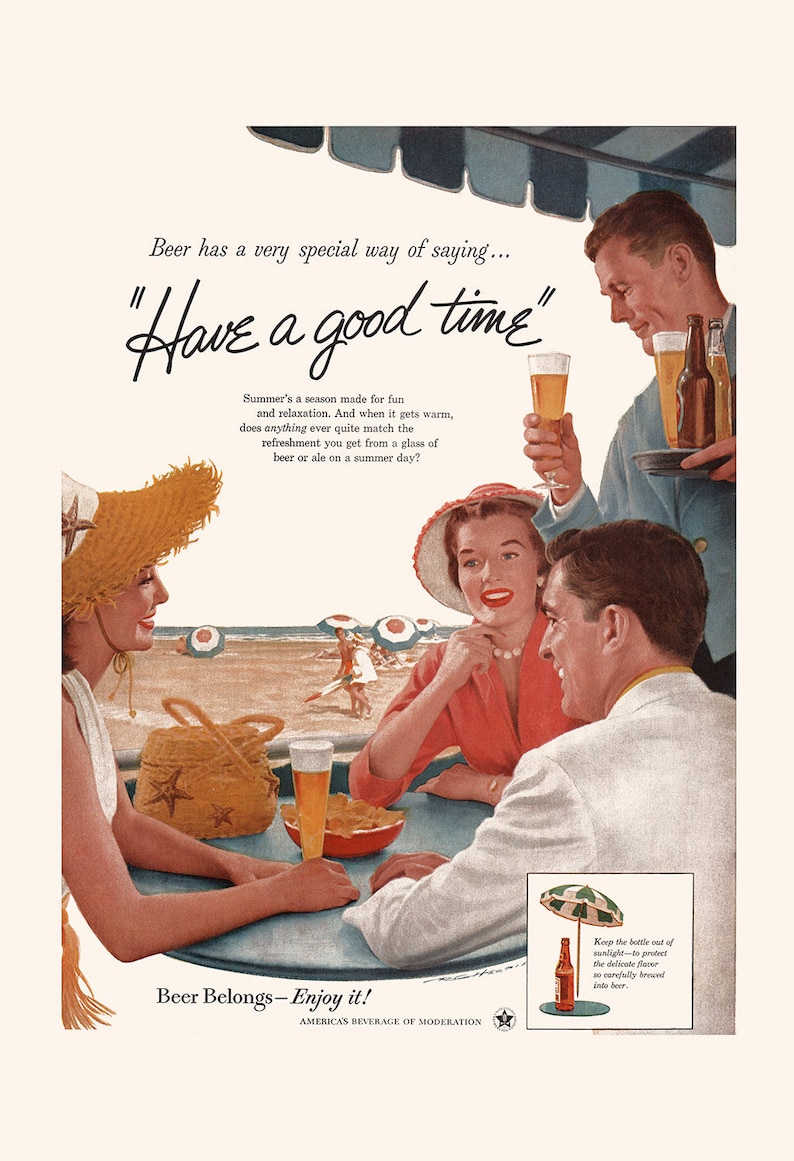 VINTAGE BEER AD Retro Beer Lover Ad Poster High Quality | Etsy