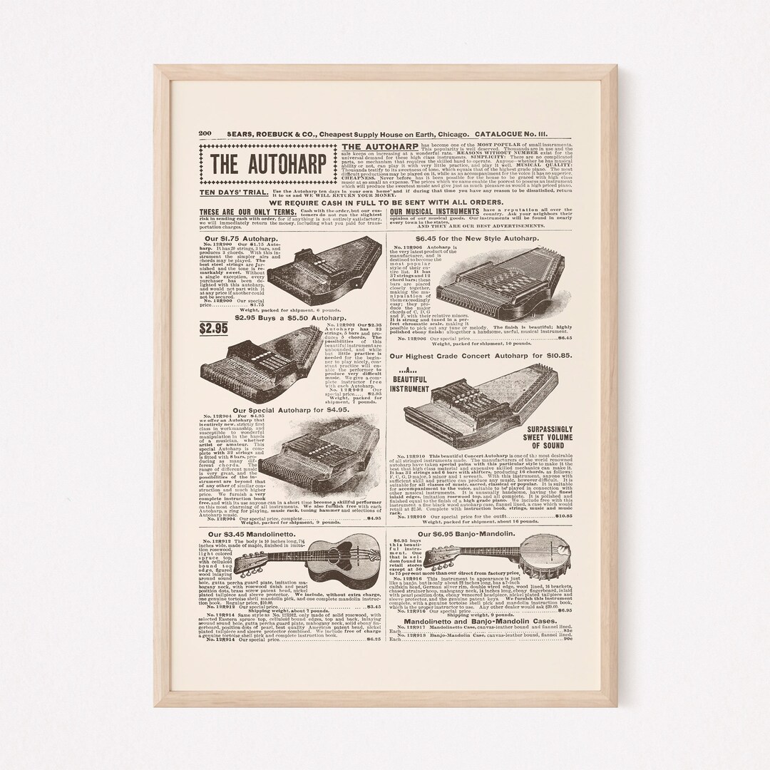 ANTIQUE AUTOHARP AD, Vintage Musical Instrument Ad, Antique Advertising ...