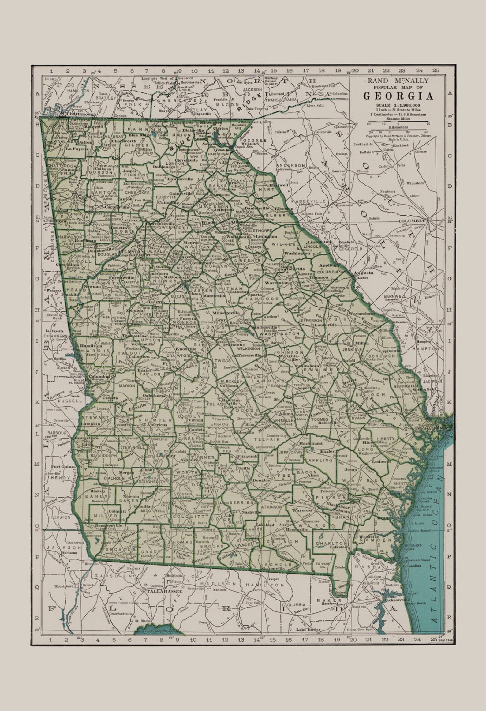 GEORGIA MAP PRINT Vintage Map of Georgia Old Map Print - Etsy