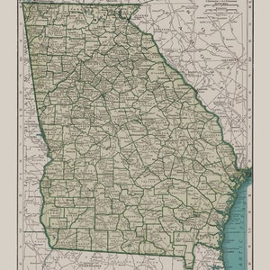 GEORGIA MAP PRINT Vintage Map of Georgia Old Map Print | Etsy