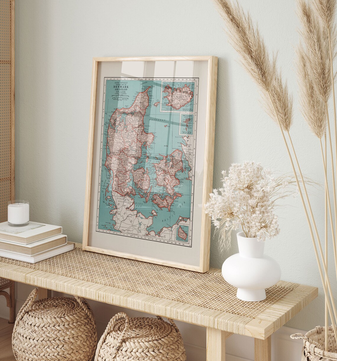 DENMARK MAP PRINT Vintage Map of Denmark Old Map Print - Etsy
