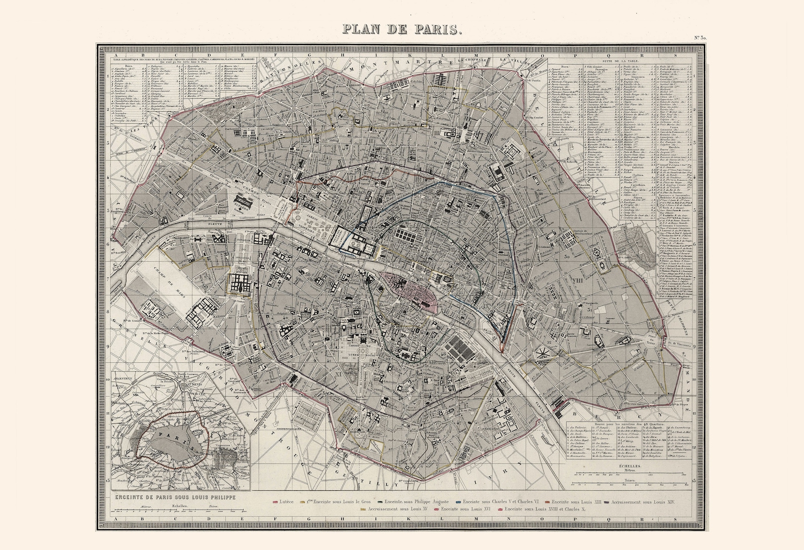 ANTIQUE PARIS MAP, Antique Map Print, Professional Reproduction ...