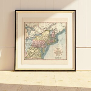 Antique Map of the NEW ENGLAND Antique Wall Art, Early American Map ...