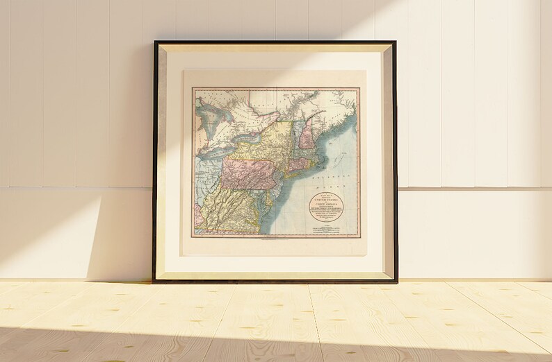 Antique Map of the NEW ENGLAND Antique Wall Art Early - Etsy