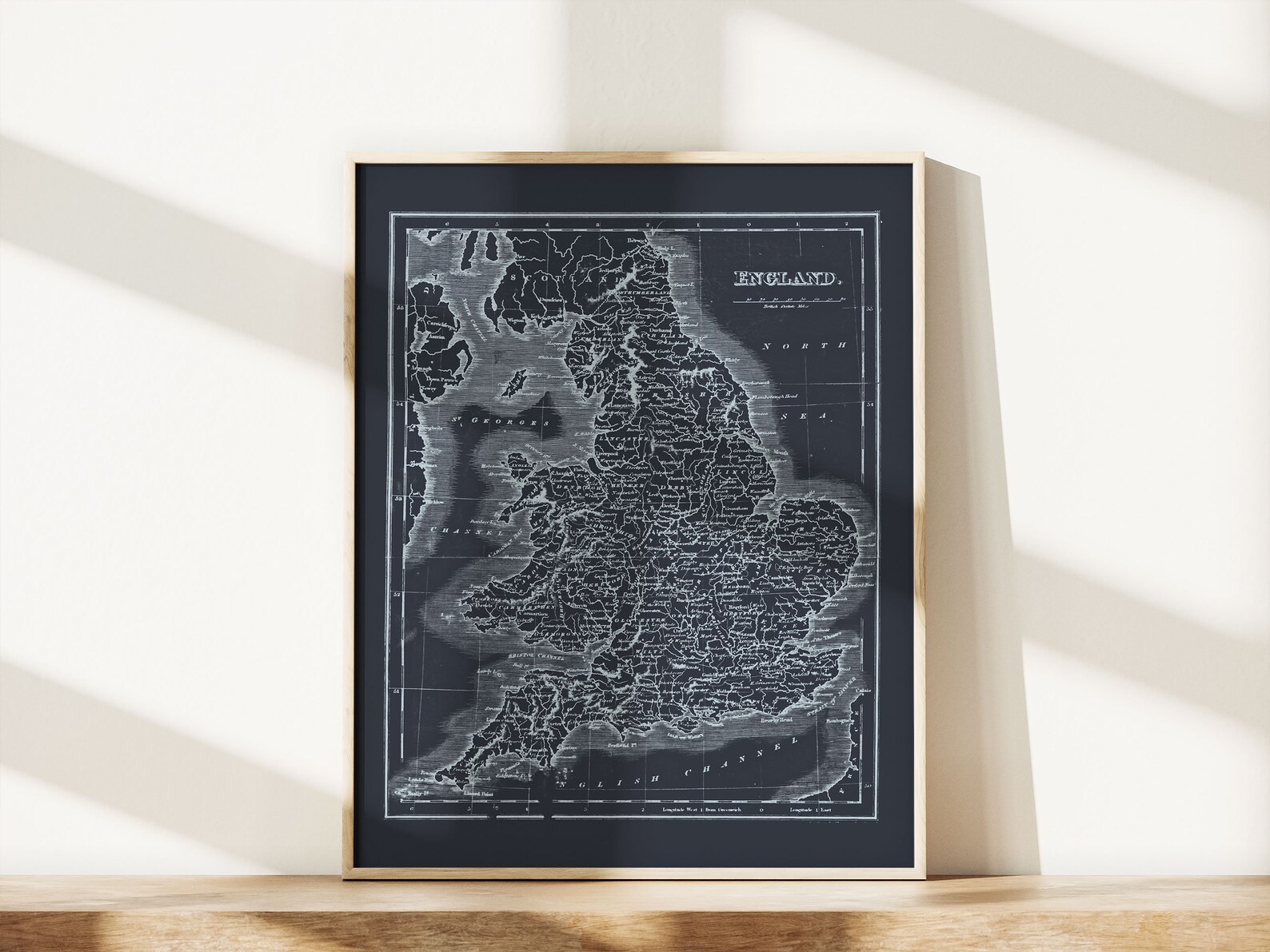 MINIMALIST ENGLAND MAP Blueprint Map of England Vintage - Etsy