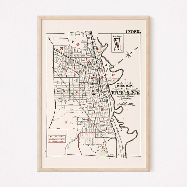 VINTAGE UTICA MAP Map of Utica New York Professional - Etsy