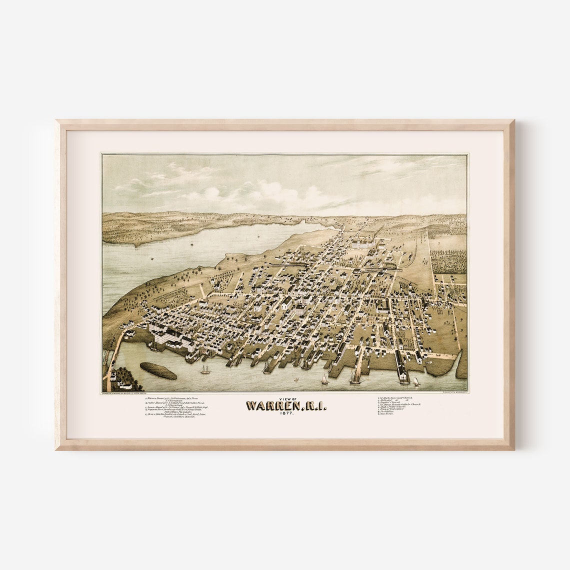 ANTIQUE MAP of WARREN Warren Rhode Island Map Antique Map - Etsy