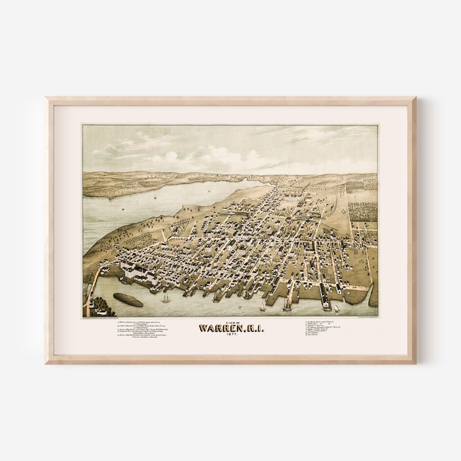 ANTIQUE MAP of WARREN Warren Rhode Island Map Antique Map - Etsy