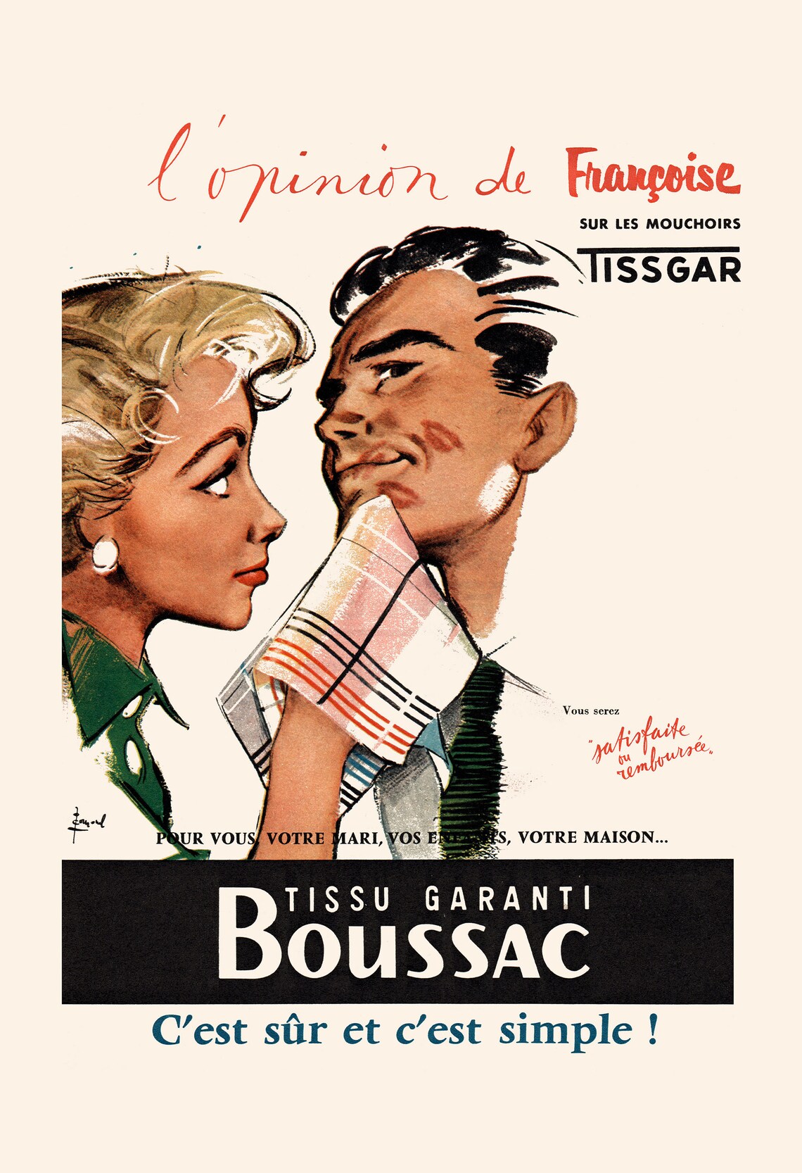 FRENCH FASHION AD Mid Century Fashion Art Professional - Etsy