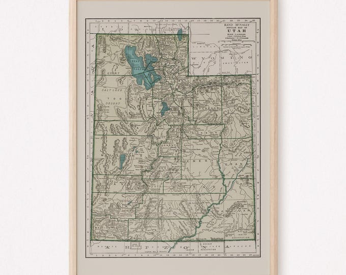Old Map of Utah - Historical Map Restored - Wall Map Print, Available ...
