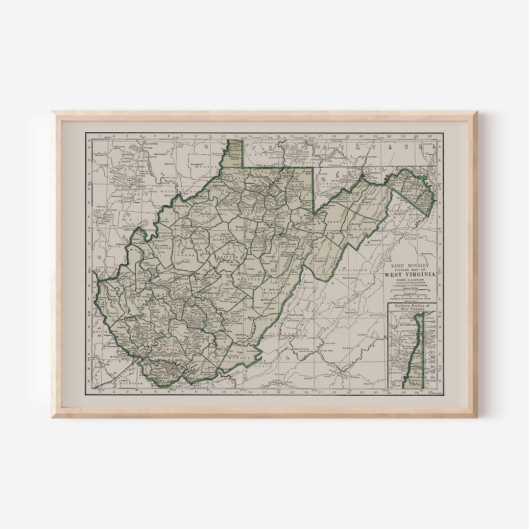 MAPA DE VIRGINIA OCCIDENTAL, Mapa antiguo de Virginia Occidental ...