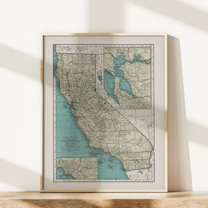 CALIFORNIA STATE MAP, Vintage Map of California, Antique Map Print ...